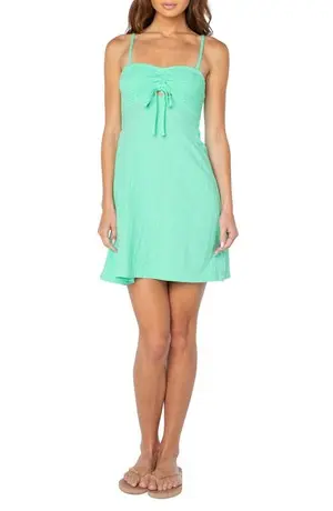 Roxy Fling Smocked Keyhole Cotton Mini Sundress - Spring Bud
