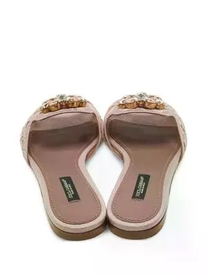 Dolce & Gabbana Crystal-embellished Lace Sandals - Pink