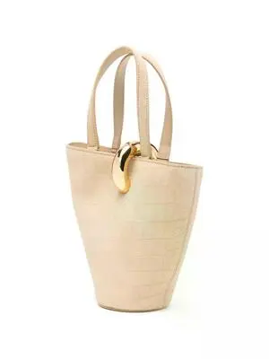 Jacquemus Le Petit Bambola Crocodile-effect Suede Tote Bag - Neutrals