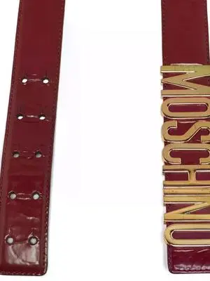 Moschino Plaque Leather Belt - Red
