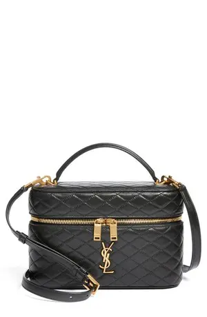 Saint Laurent Large Gaby Quilted Leather Vanity Case - Noir