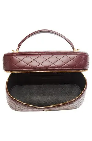 Saint Laurent Large Gaby Quilted Leather Vanity Case - Rouge Cabernet