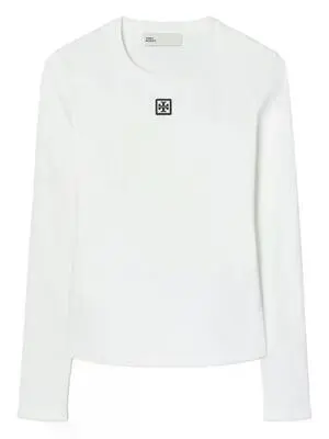 Tory Burch Logo Ribbed Cotton T-shirt