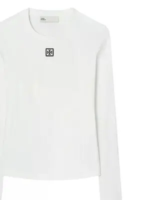 Tory Burch Logo Ribbed Cotton T-shirt