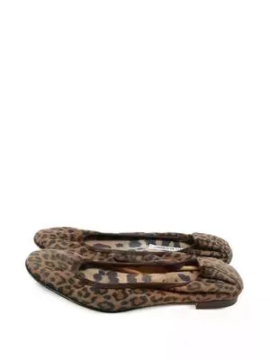 Manolo Blahnik Leopard-print Ballet Flats - Brown