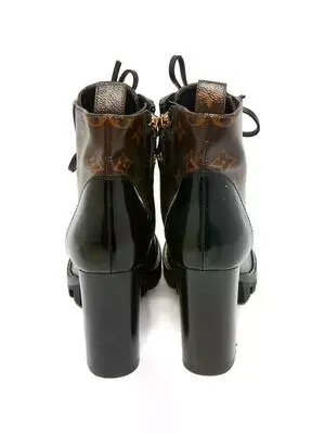 LOUIS VUITTON Monogram Chunky Heel Boots
