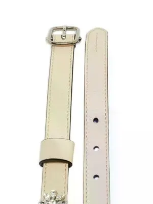 Burberry Crystal-flowers Leather Belt