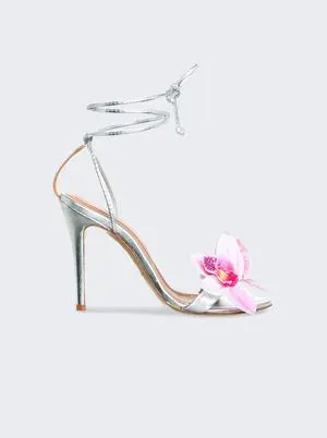 ALAMEDA TURQUESA Prudence Flower High Heel Sandals - Silver