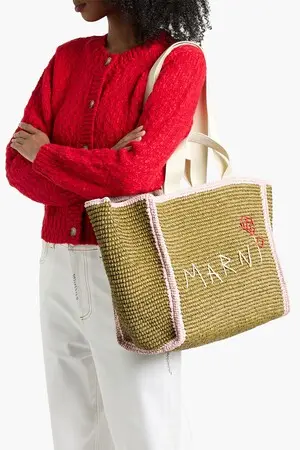 Marni Embroidered Faux Raffia Tote
