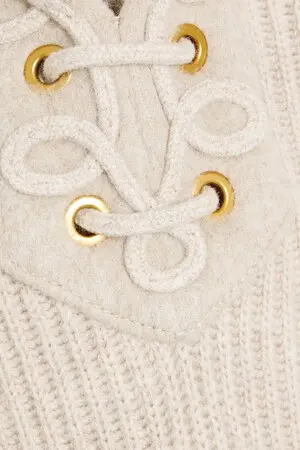 Max Mara Lace-up Ribbed Wool And Cashmere-blend Sweater