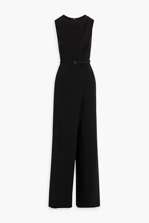 Max Mara Sondrio Belted Crepe Wide-leg Jumpsuit - Black