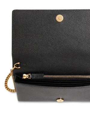 Valentino Garavani Vlogo Signature Grainy Leather Wallet On A Chain - Black