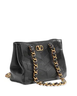 Valentino Garavani Laseine Small Vlogo Leather Tote Bag - Black