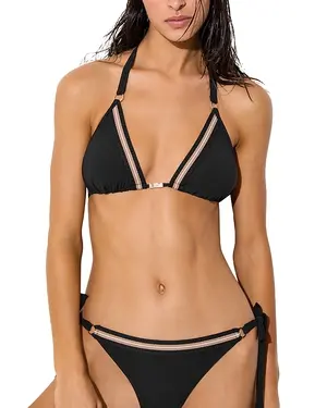 REISS Riva Contrast Triangle Bikini Top - Black/white