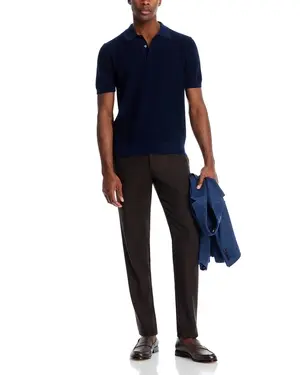 Canali Cotton Textured Knit Polo Shirt