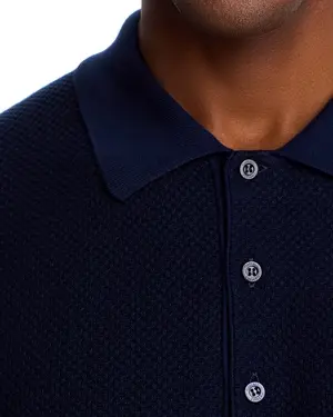 Canali Cotton Textured Knit Polo Shirt