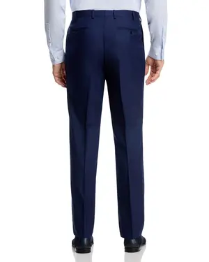 Canali Monza Pleat Melange Regular Fit Trousers - Navy