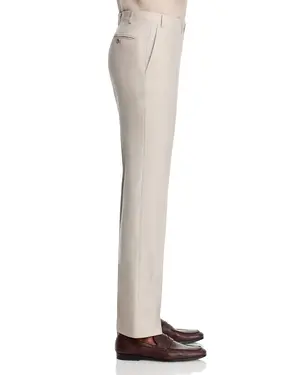 Canali Siena Flat Front Wool Trousers