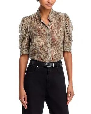 FRAME The Paisley Gillian Silk Blouse - Ecru Multi