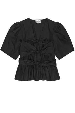 GANNI Tops With Ribbons - Black