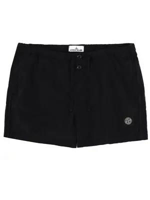 Stone Island Swimsuit With Logo Patch - Black
