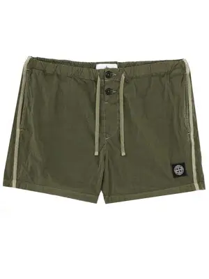 Stone Island Swimsuit With Logo Patch - Military Green