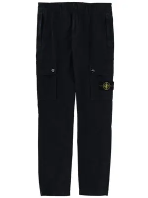 Stone Island Cargo Pants With Logo Patch - Blue