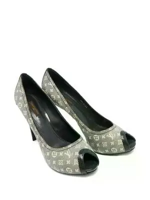 LOUIS VUITTON Mini Lin Monogram Peep-toe Stiletto Pumps