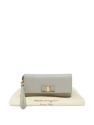 FERRAGAMO Leather Bow Clutch Bag