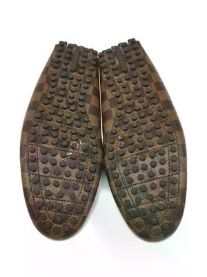 LOUIS VUITTON Damier Canvas Leather Loafers