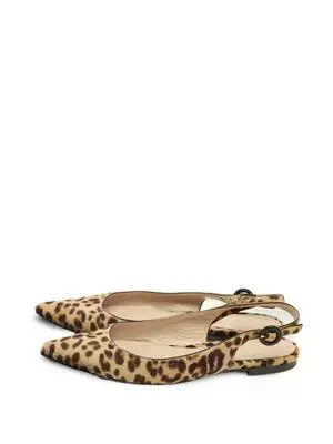 GIANVITO ROSSI Anna Leopard-print Flat Pumps - Neutrals