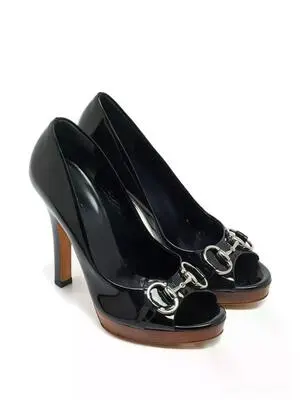 Gucci Open-toe Leather Pumps With Horsebit Detail