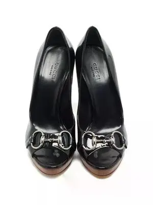 Gucci Open-toe Leather Pumps With Horsebit Detail