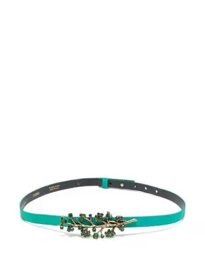Oscar De La Renta Satin Crystal Belt - Green