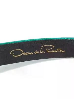 Oscar De La Renta Satin Crystal Belt - Green