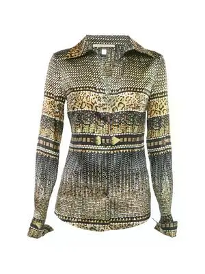 Roberto Cavalli Satin Print Top