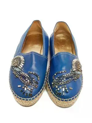 Prada Shimmer Crystal Espadrille Flats