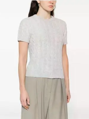 Vince Cable-knit T-shirt - Grey