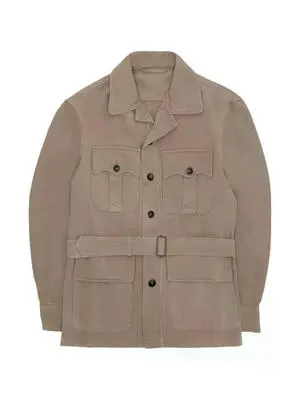 FORTELA Clint Belted Herringbone Jacket - Neutrals