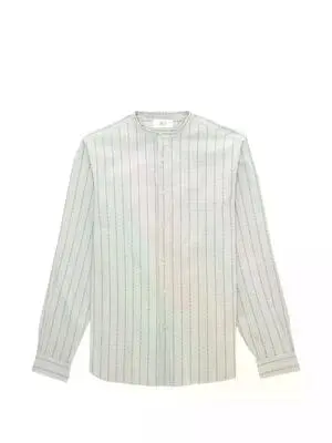FORTELA Striped Stand-up Collar Shirt - Neutrals