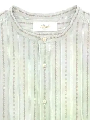 FORTELA Striped Stand-up Collar Shirt - Neutrals