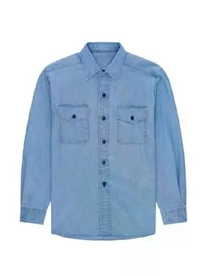 FORTELA Chest-pockets Chambray Overshirt - Blue