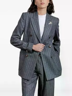 FORTELA Pinstripe Double-breasted Jacket - Grey