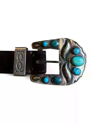 FORTELA Suede Belt With Turquoise Embellishment