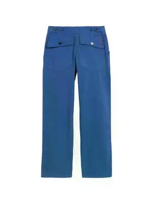 FORTELA Herringbone Weave Patch Pocket Trousers - Blue