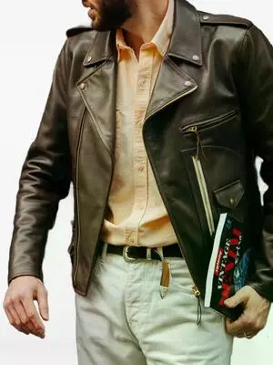 FORTELA Asymmetrical-zip Leather Jacket - Brown