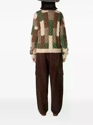 FORTELA Letitia Patchwork Crew-neck Sweater - Brown