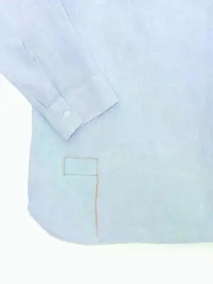 FORTELA Work Patch-pockets Linen Shirt - Blue