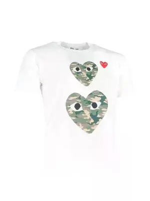 Comme Des Garçons Camouflage-heart T-shirt - White