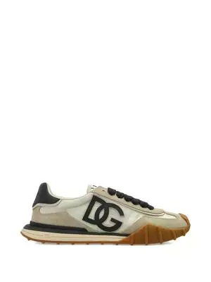 Dolce & Gabbana Leather Sneakers With Logo Appliqu